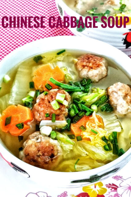 Chinese cabbage soup with meatballs- Easy Asian recipe
