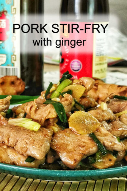 Pork stir-fry recipe with ginger and spring onions